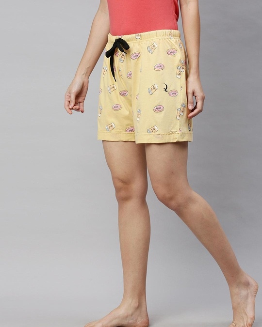Buy Women's Yellow Printed Shorts Online at Bewakoof